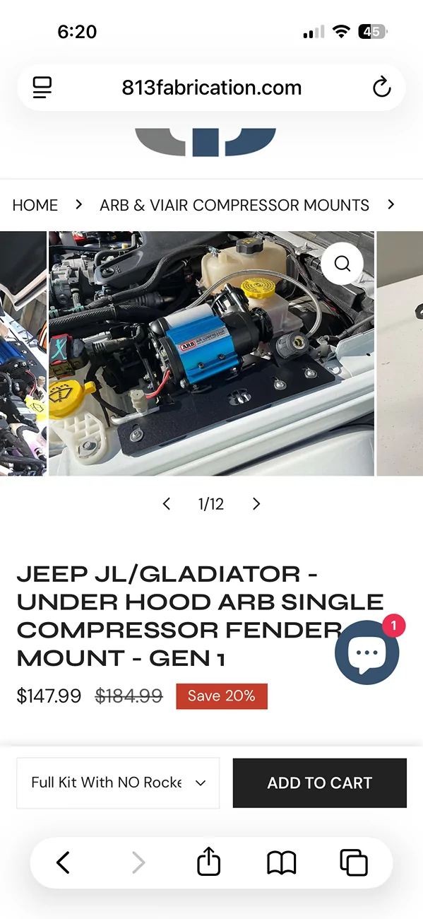 California - Jeep JL/JT ARB single compressor engine mount- New in box ...