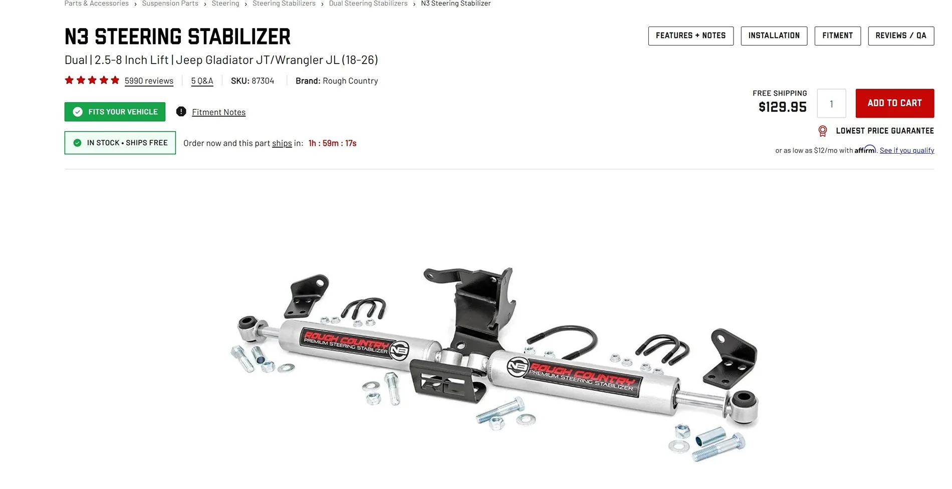 Idaho - 🔥🔥🔥 *** ROUGH COUNTRY N3 Dual Steering Stabalizer (NEW/Open Box ...