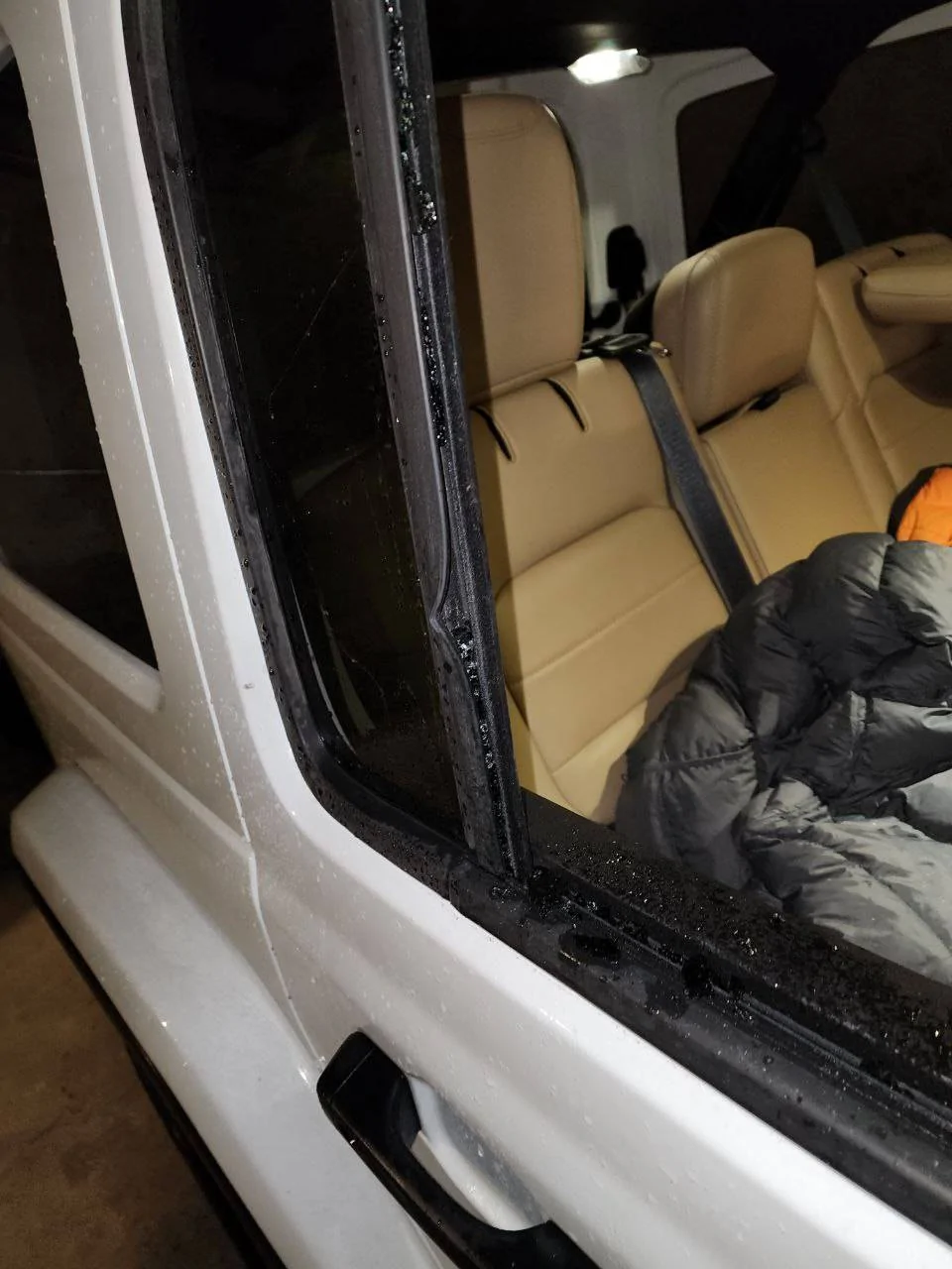 Rear passenger window was broken into with some kind of crowbar that ...