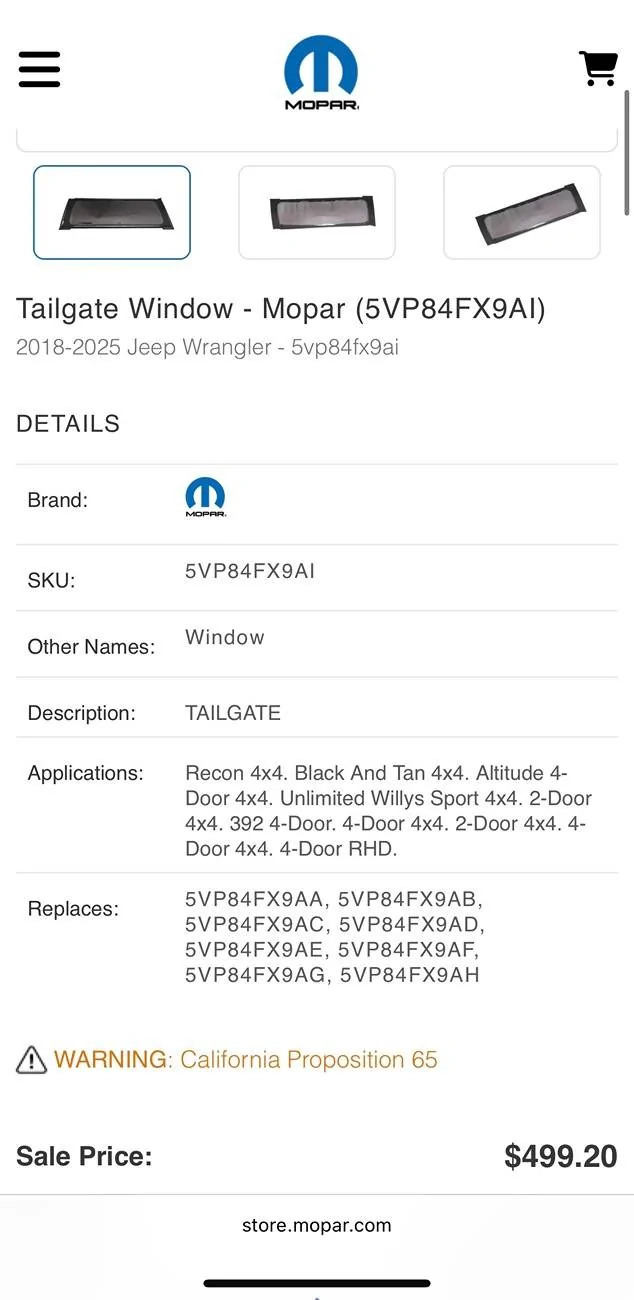 Florida - Brand New OEM Tailgate Window - Premium Black Twill Material ...